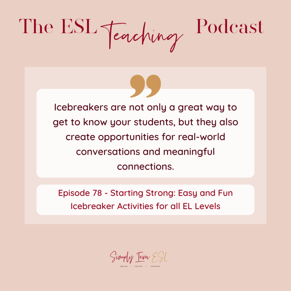 Starting Strong: Easy and Fun Icebreaker Activities for all EL Levels ...